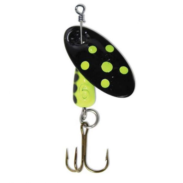 Spotted Black Fluorescent Yellow Spinners | Panther Martin